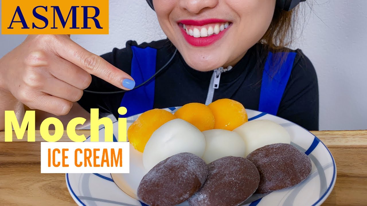 ASMR MOCHI ICE CREAM 🍨 - THREE FLAVORS (Deliciously juicy eating sounds ...