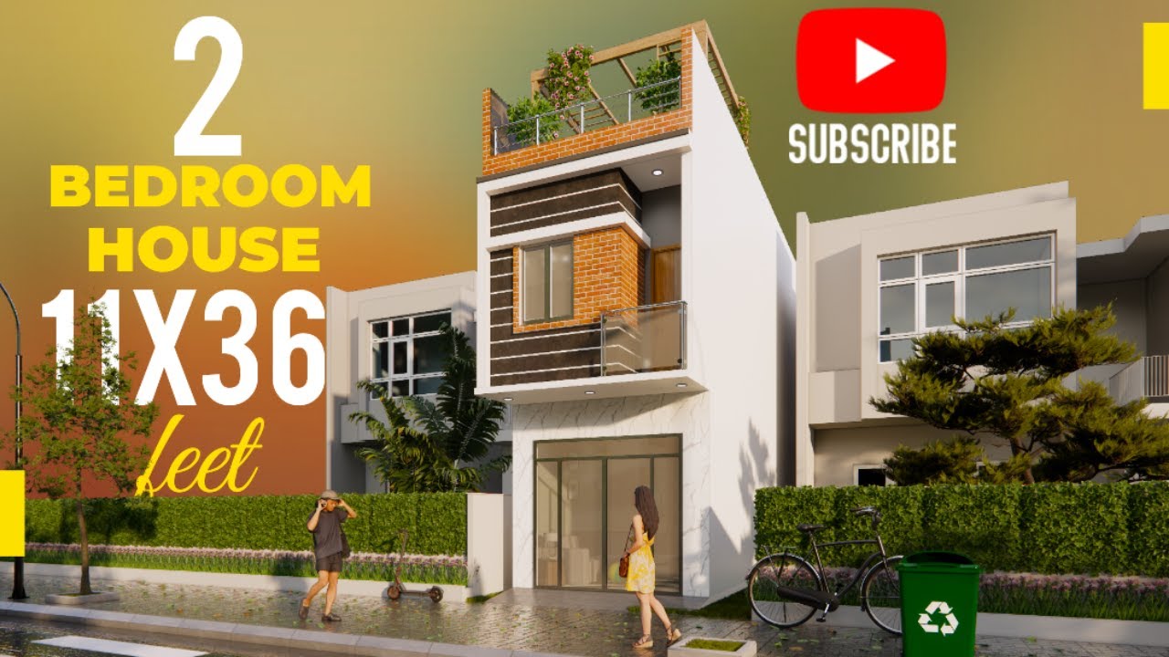 Small House Design 11x36 Feet With 2 Bedroom House Plan#222 - YouTube