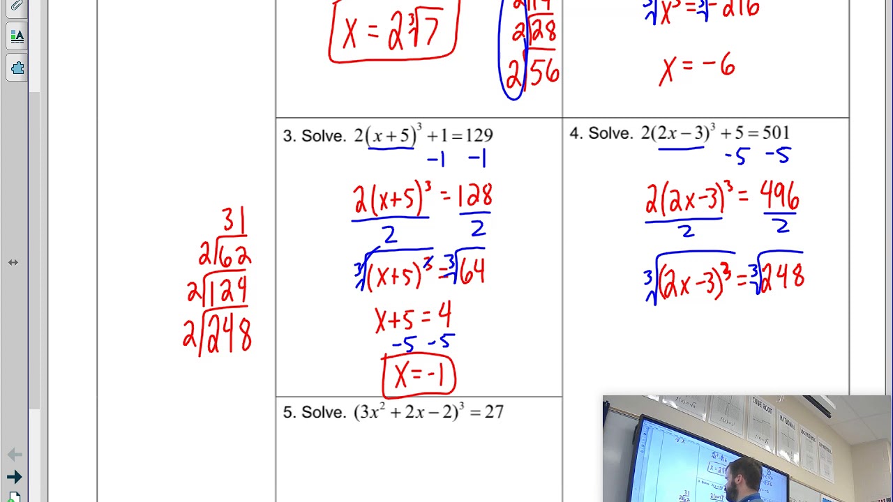 Algebra 2 - 7.1 Solving Cubic Equations - YouTube