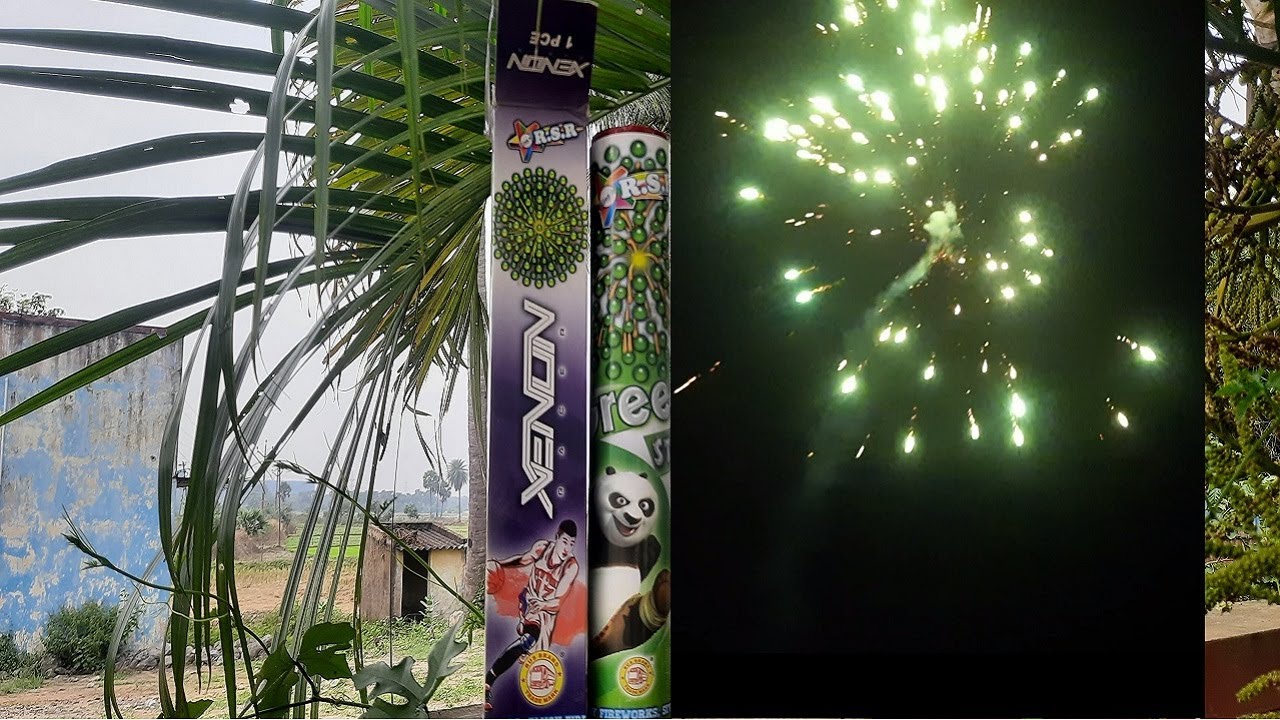 RSR Fireworks XENUN RACER 2"INCH SKY SHOT|Green STAR|Diwali 2022 - YouTube