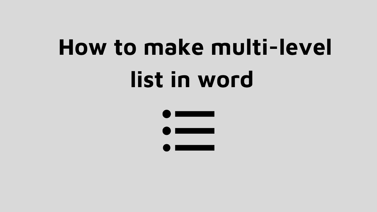 How To Make Multilevel List In Word YouTube How To Make Multilevel List In Word YouTube