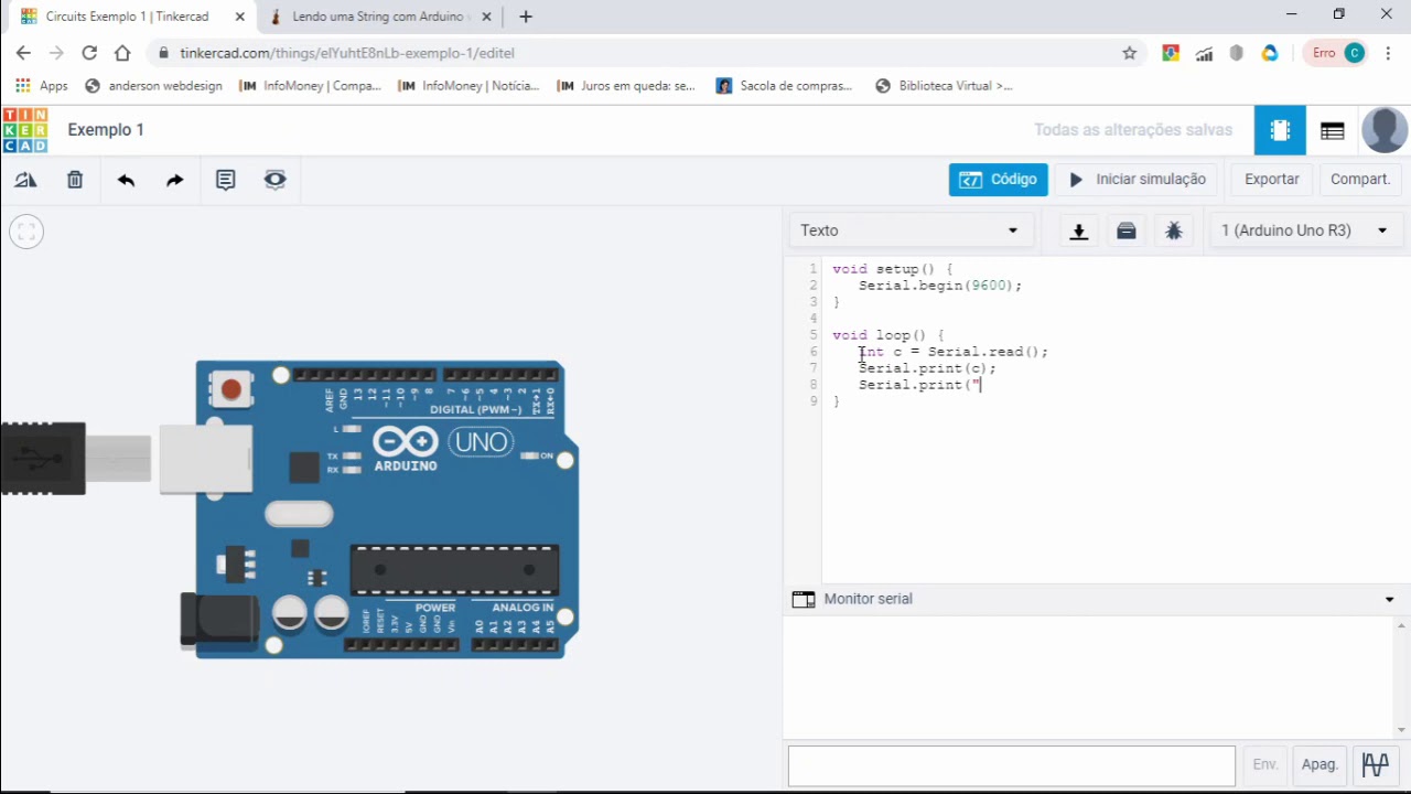 TinkerCad 9 - Arduino Comunicação Serial - YouTube