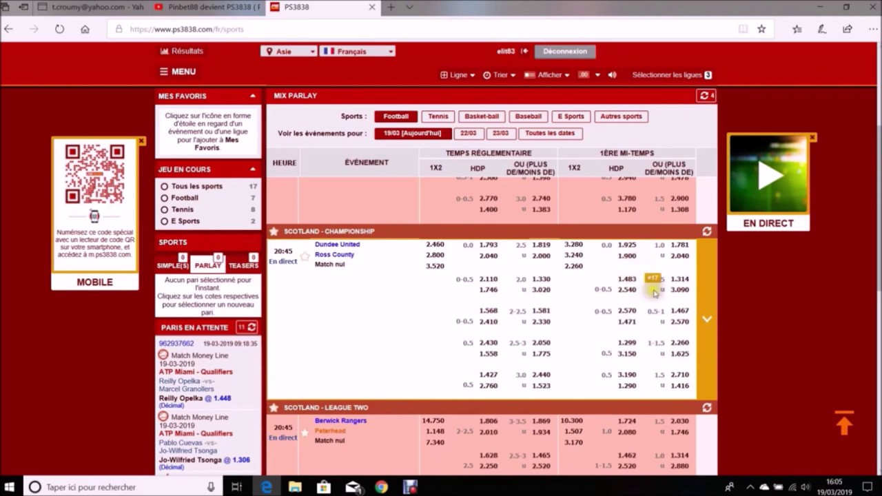 Visite du bookmaker Pinnacle + placer un pari HA - YouTube