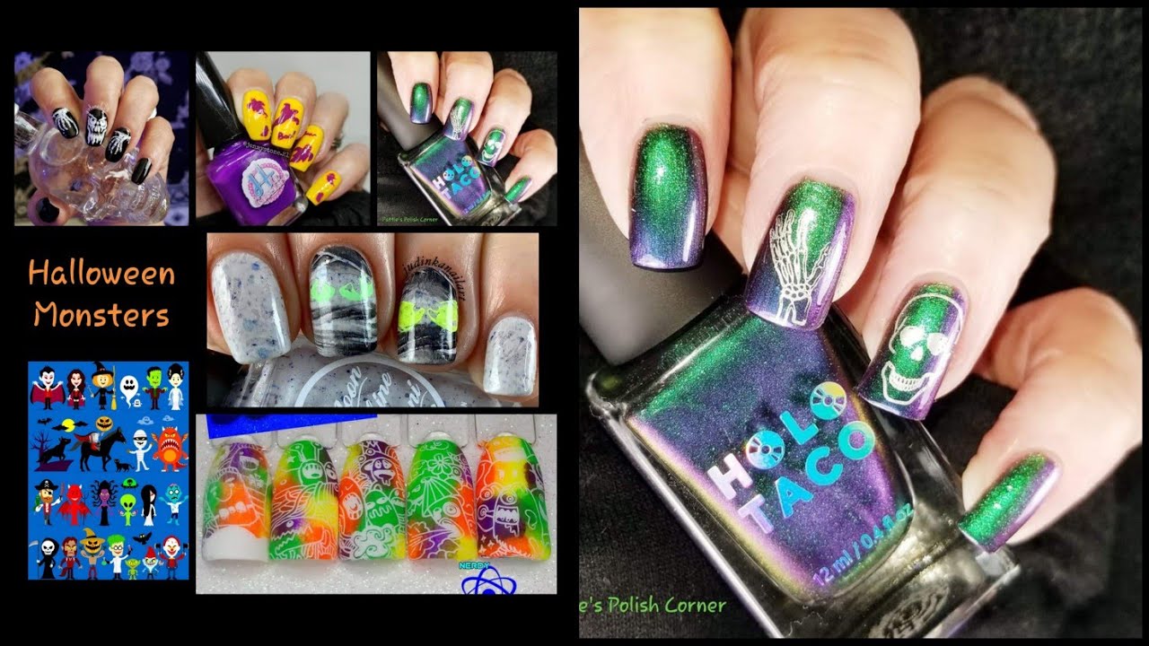 Halloween Monster Nail Art - Stamping Collab 2020 - YouTube
