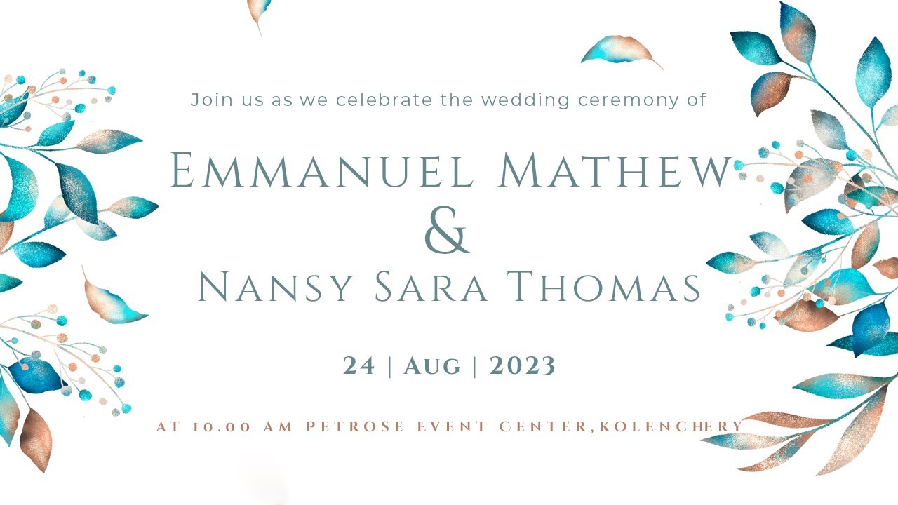 Wedding Ceremony Of EMMANUEL MATHEW & NANSY SARA THOMAS // 24-Aug-2023 ...