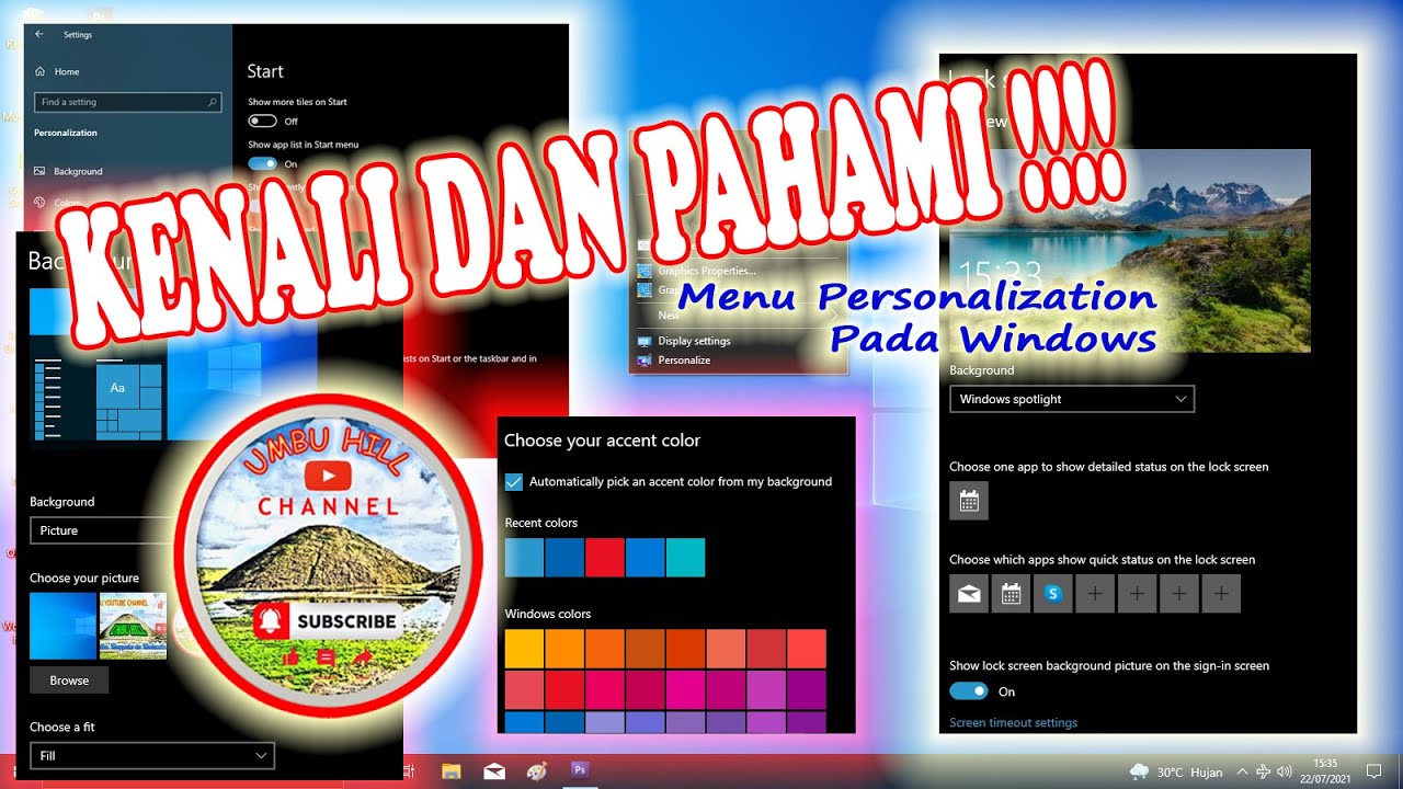 Cara setting menu Personalization pada windows - YouTube