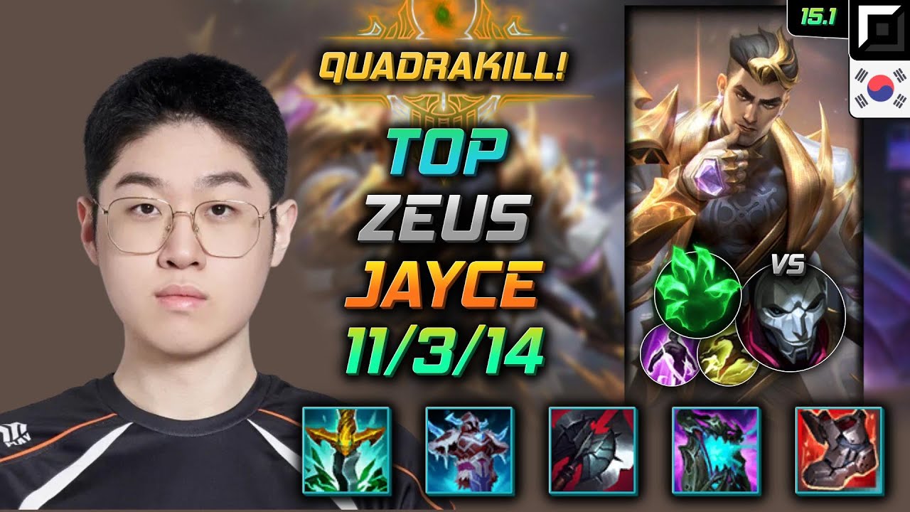 Jayce Top Build Zeus Serpent's Fang Grasp of the Undying - LOL KR GrandMaster Patch 15.1 - YouTube