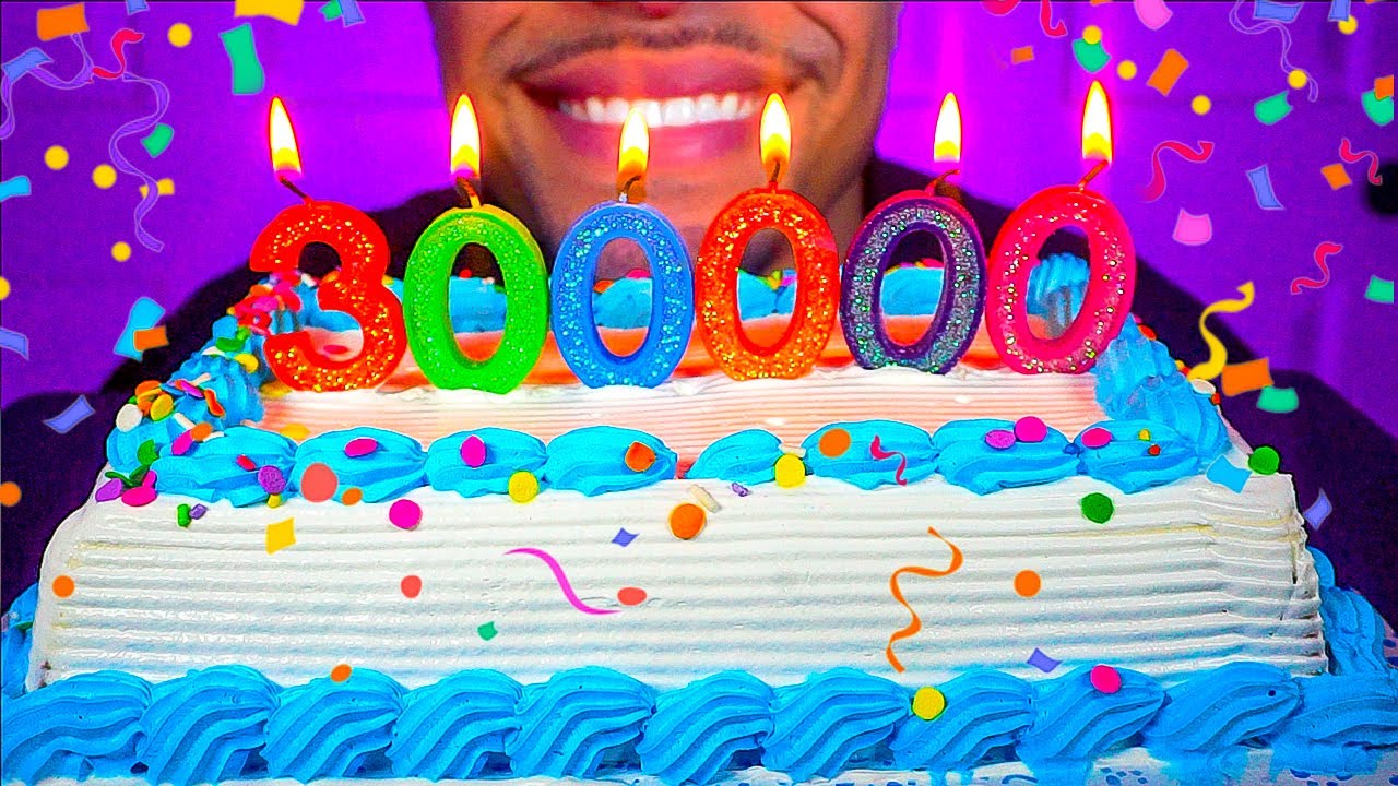 JERRY CANDY ASMR 300,000 SUBSCRIBERS EATING CHOCOLATE ICE CREAM CAKE ...