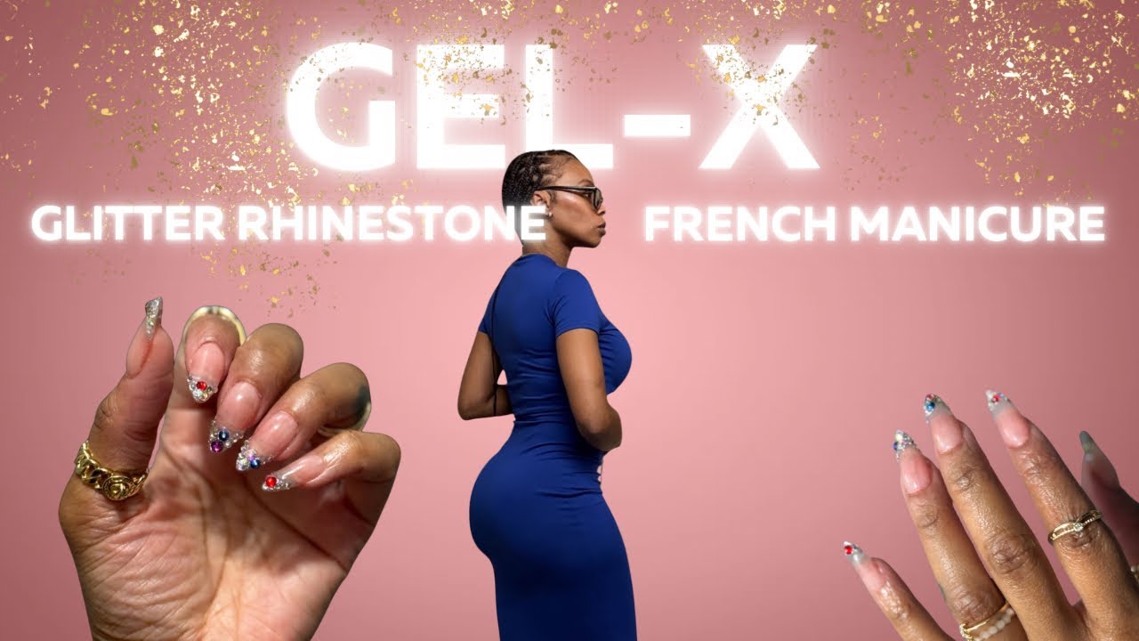 Gel-X Blinged Out Frenchies How to do glitter bling French manicure # ...