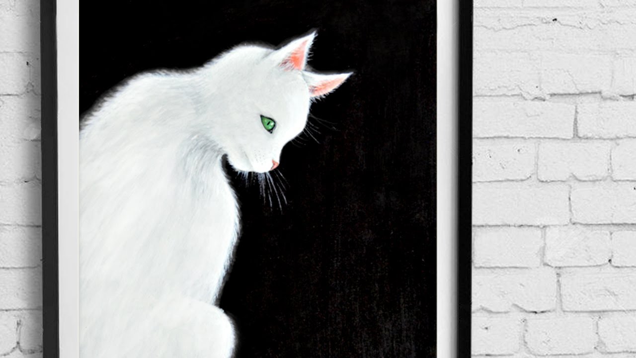 Easy Cat Painting / Black and White / Step By Step Painting Tutorial ...