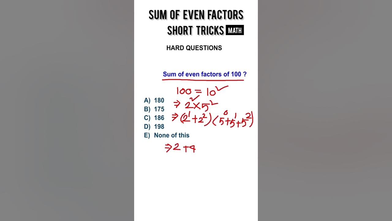 sum-of-even-factors-hard-math-short-tricks-even-factors-100-easy-top