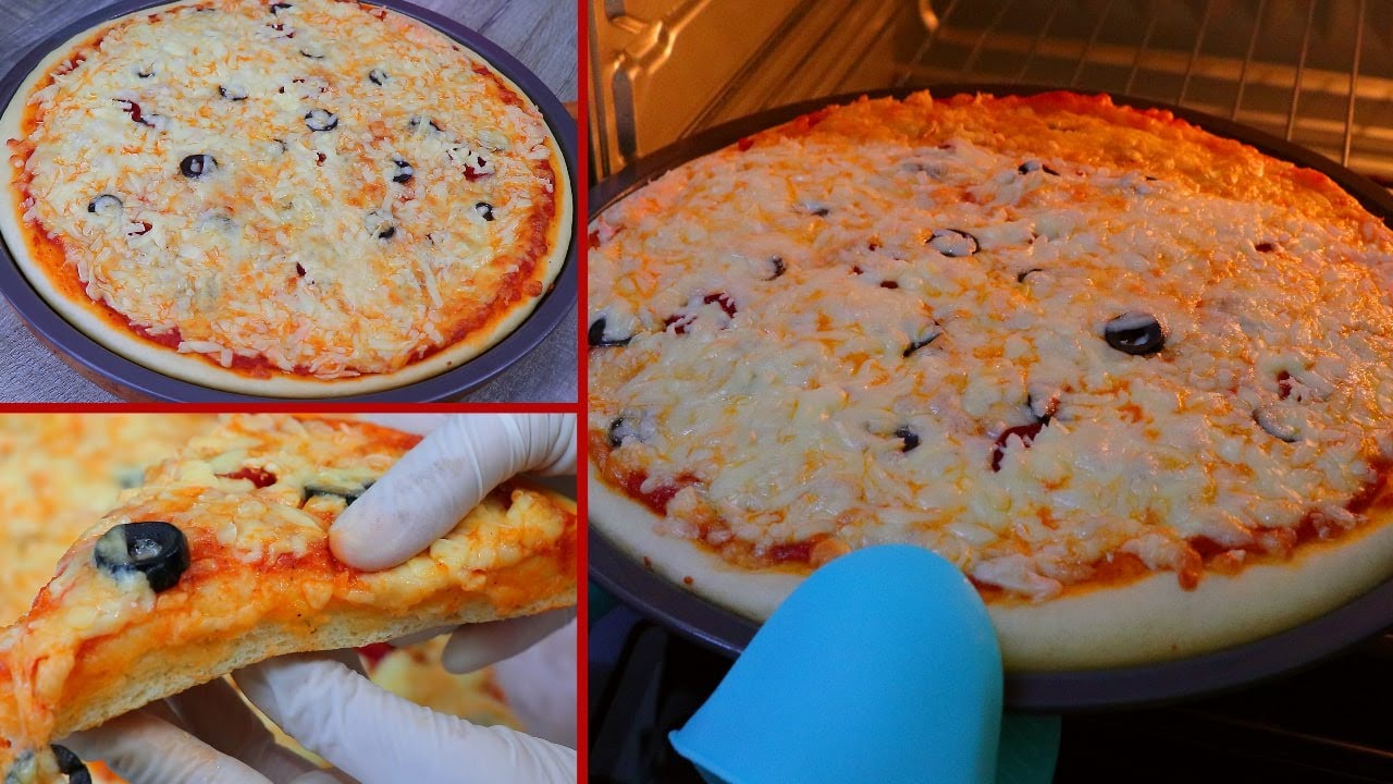 طريقة عمل البيتزا في البيت بأسهل وابسط طريقه🍕بدون حليب ولابيض مع صلصة