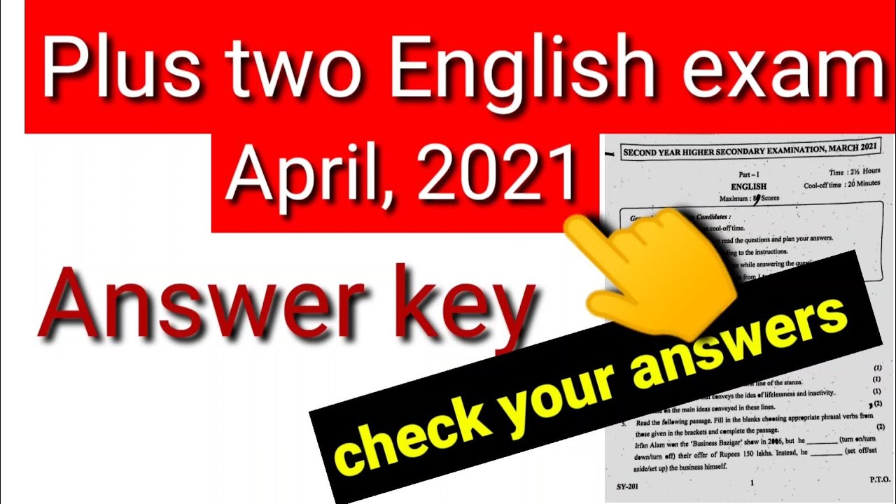 Question paper discussion of plus two English exam, April 2021. - YouTube