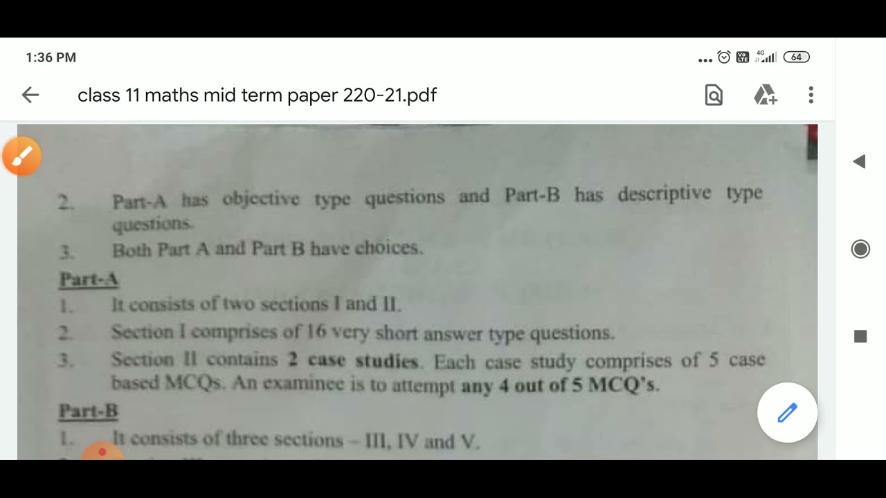 mid-term paper class 11 maths morning shift doe 22mar 2021 - YouTube