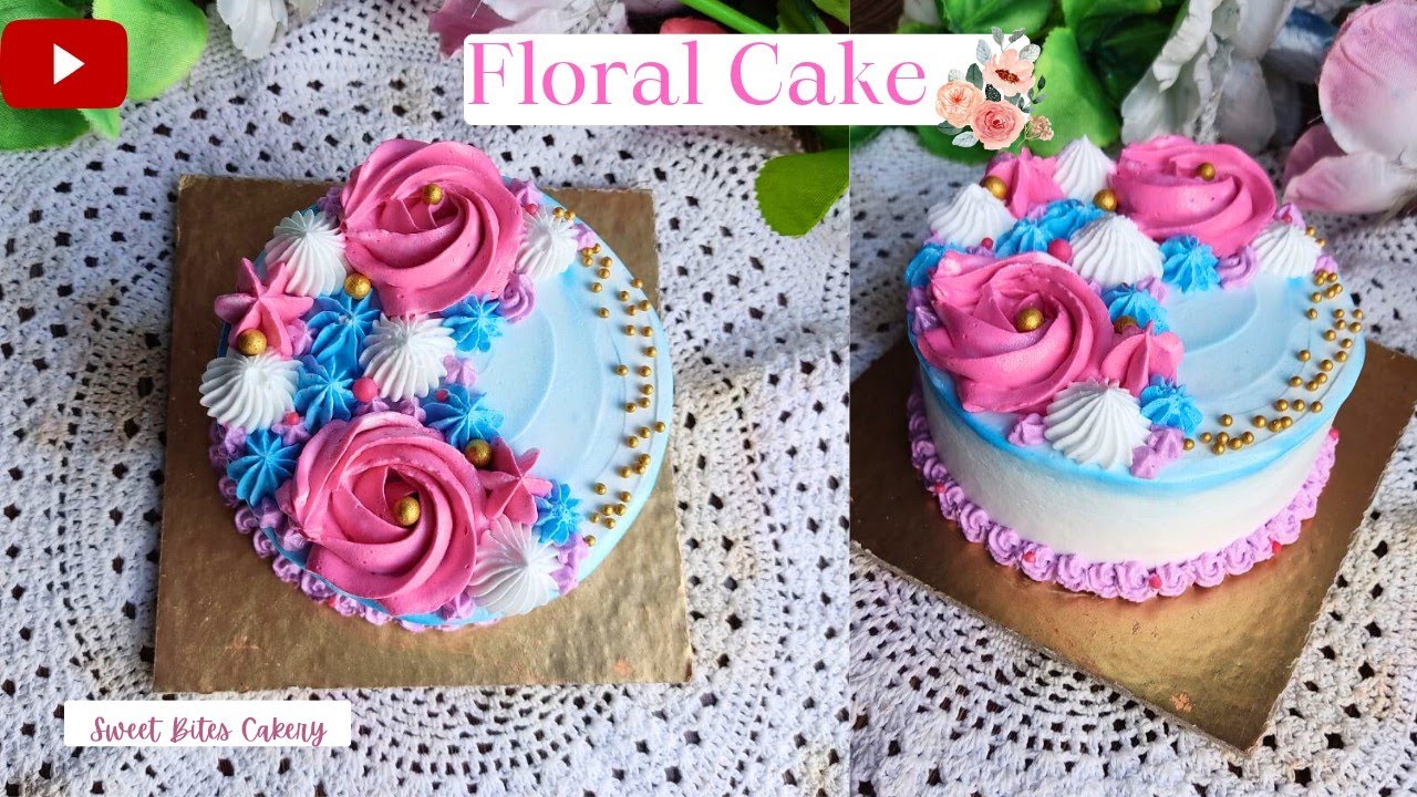 How To Make Easy Floral Cake Design | Simple Floral Cake Design For ...