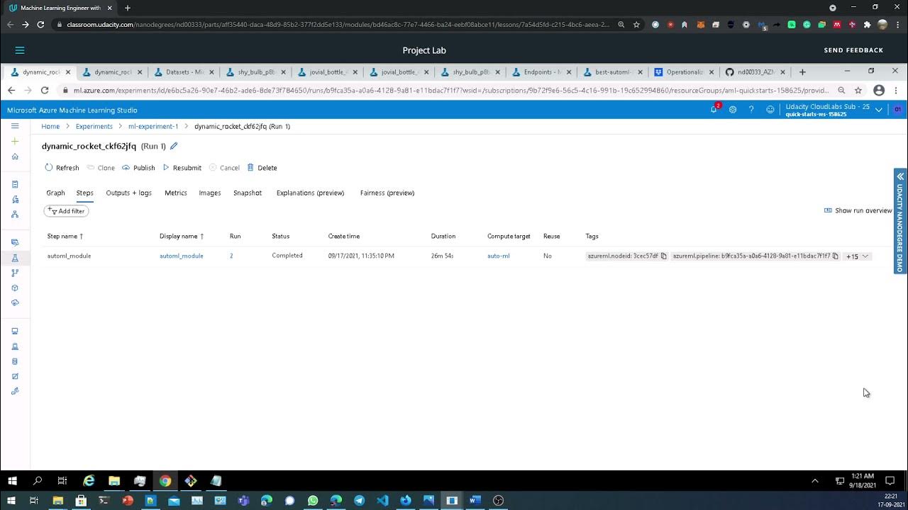 Screencast Udacity Machine Learning Engineer with Microsoft Azure Nanodegree Program Victor ...