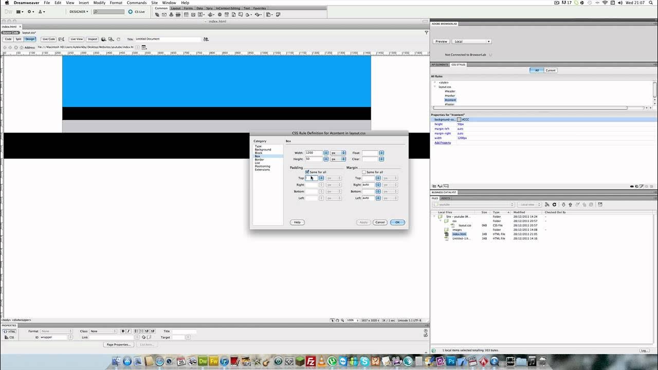 Dreamweaver CS5 Tutorial - 3 - Div Layouts - YouTube