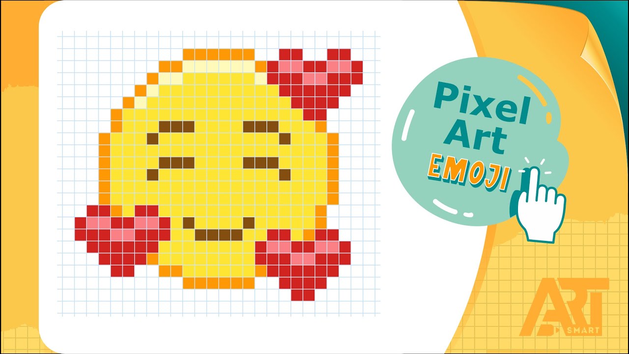 Pixel Art: Emoji - Smiling Face with Smiling Eyes and Three Hearts ...