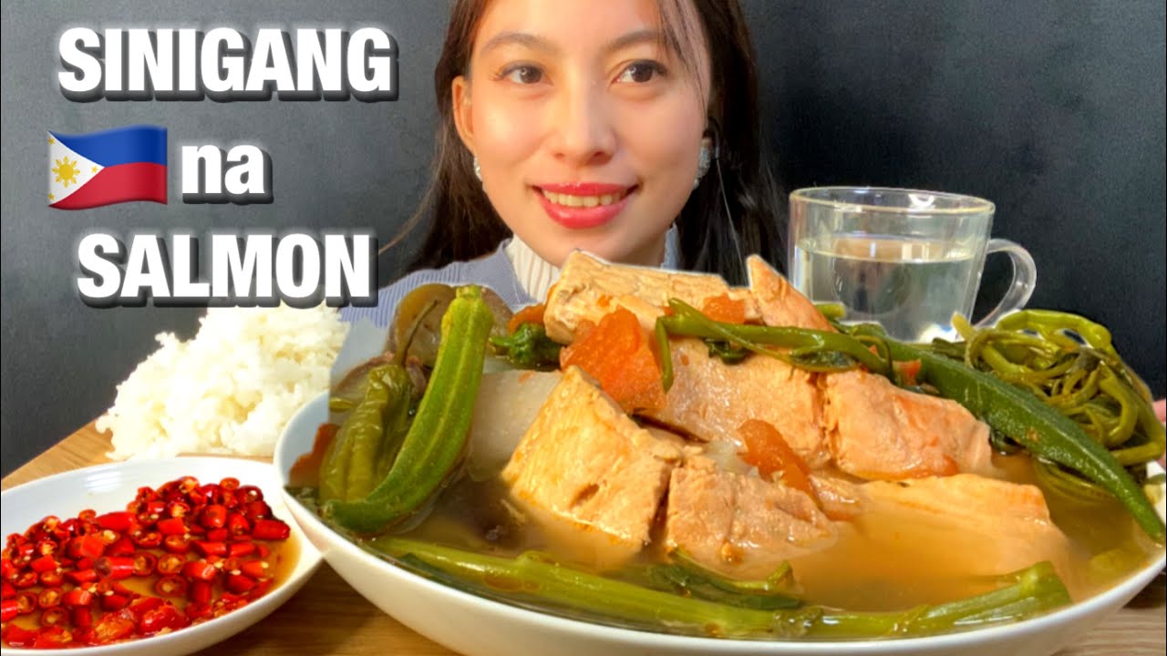 SINIGANG NA SALMON | patis na maraming sili | COOKING + EATING Mukbang ...