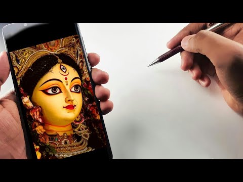 Durga Maa Drawing , How to draw Durga | Outline Tutorial - YouTube