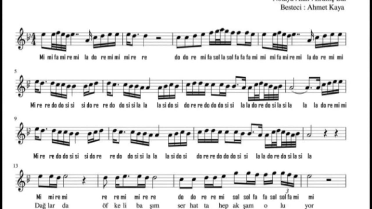 AĞLADIKÇA Nota Solfej - YouTube