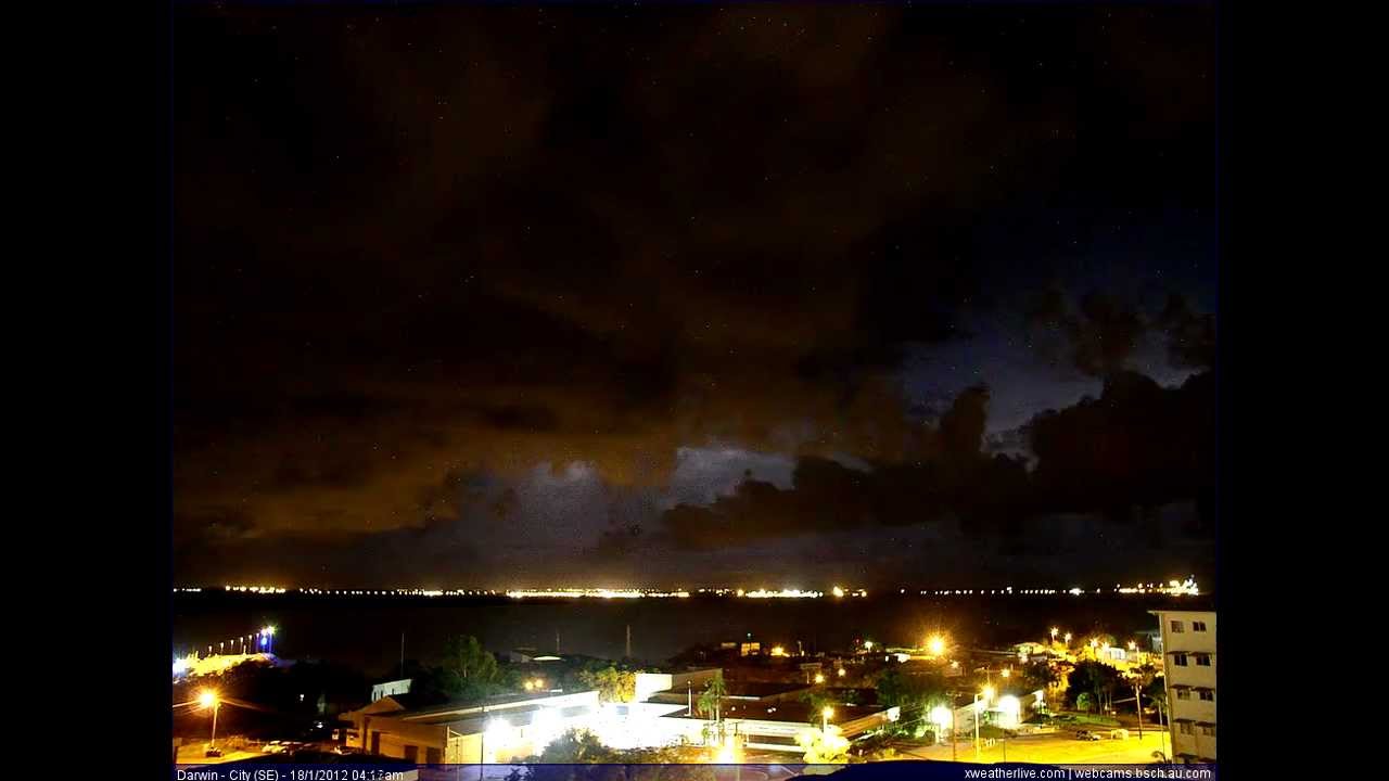 Cumulonimbus, heavy rain and lightning visible from Darwin, Australia ...