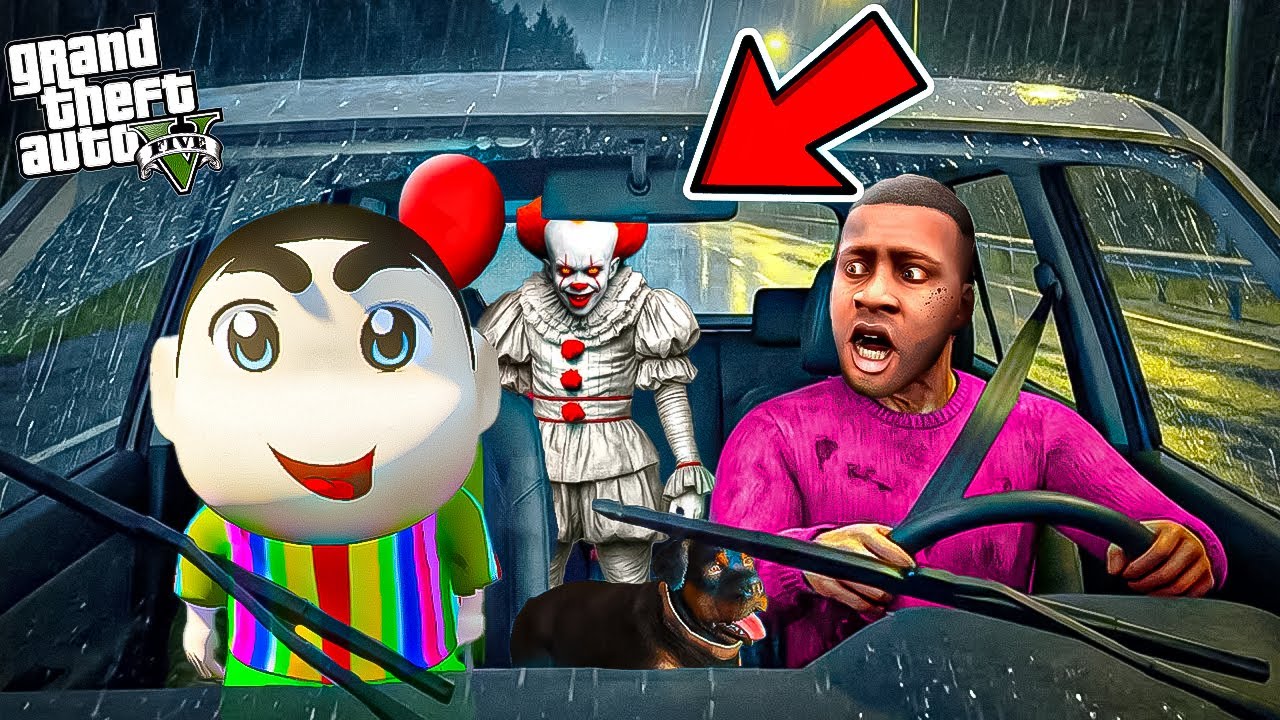 Franklin Shinchan And Chop Found Scary Clown In Their Car In Los Santos ...