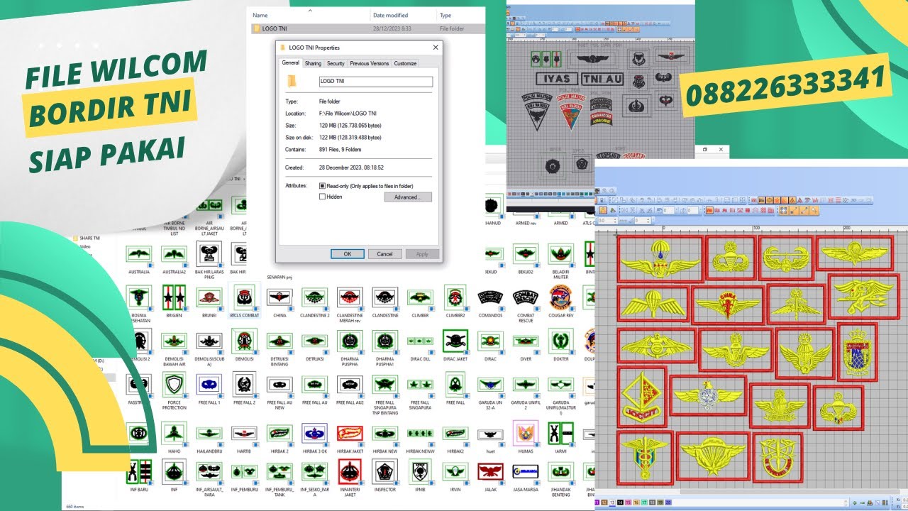 FILE BORDIR TNI SIAP PAKAI - FILE WILCOM TNI - YouTube