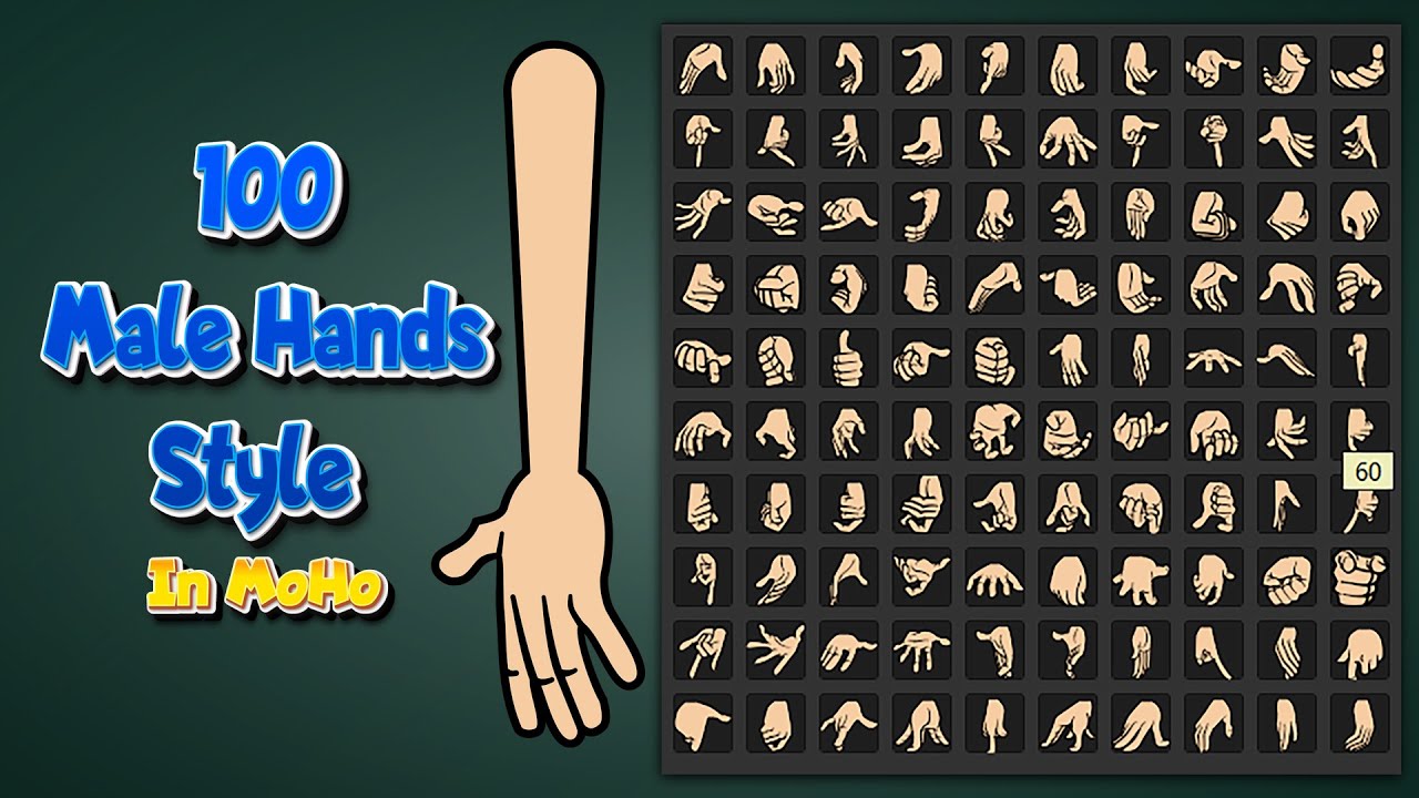 100 Male Hands Style In Moho | Rigged Animation - YouTube