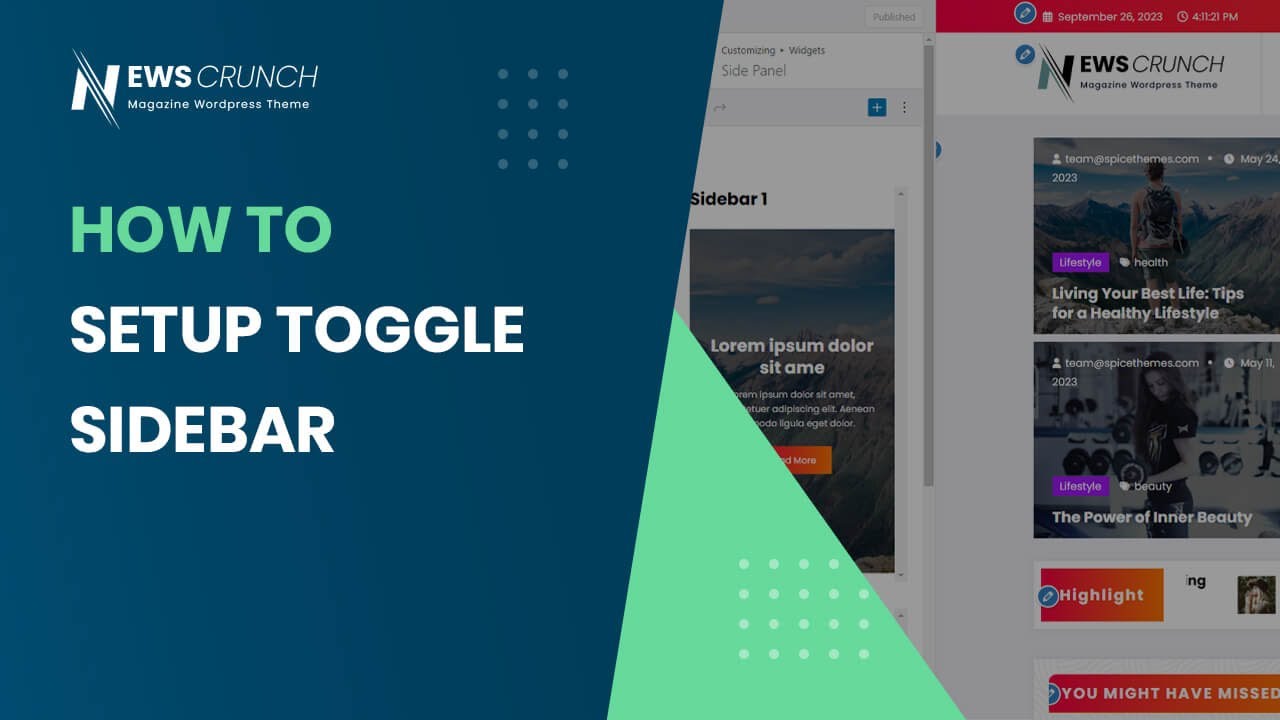 How to setup Toggle Sidebar in Newscrunch WordPress Theme - YouTube