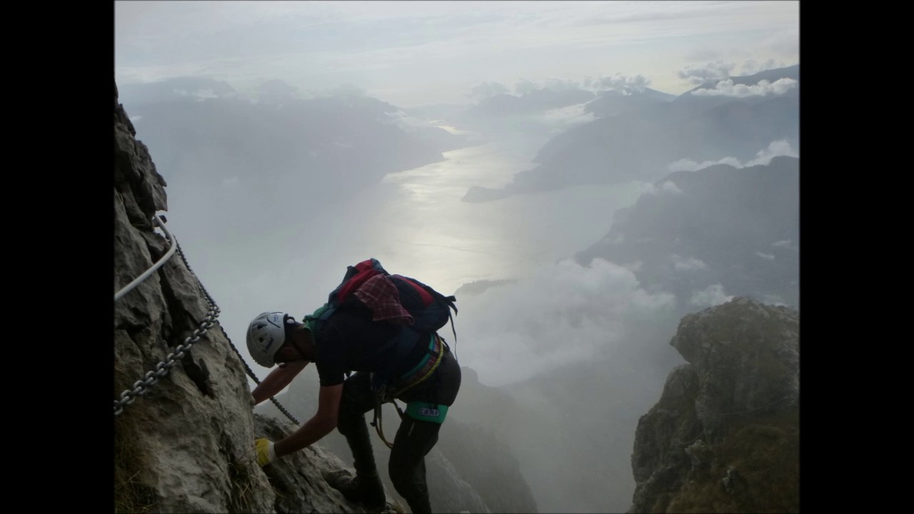 Ferrata Centenario C.A.O. - Monte Grona 1736m - Rifugio Menaggio - YouTube