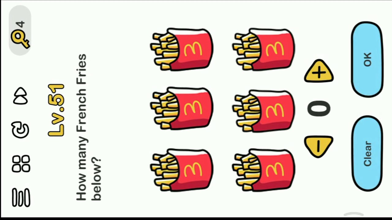 Brain Out Level 51 || How Many French Fries Below? - YouTube