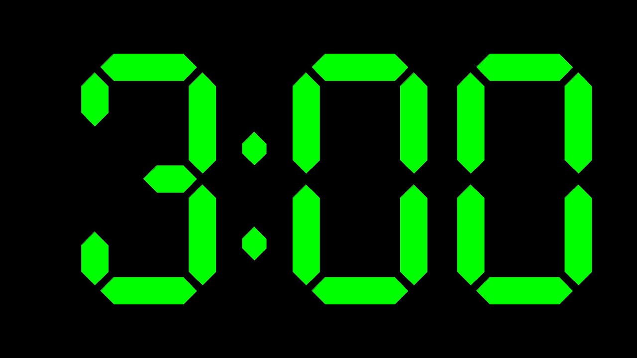 Green Digital Clock Countdown Timer - 3 minutes - YouTube