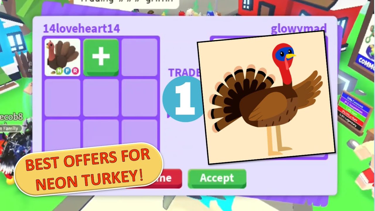 20+ BEST OFFERS FOR NEON TURKEY!! 🦃W/F/L🦃 In Adopt Me - Roblox - YouTube
