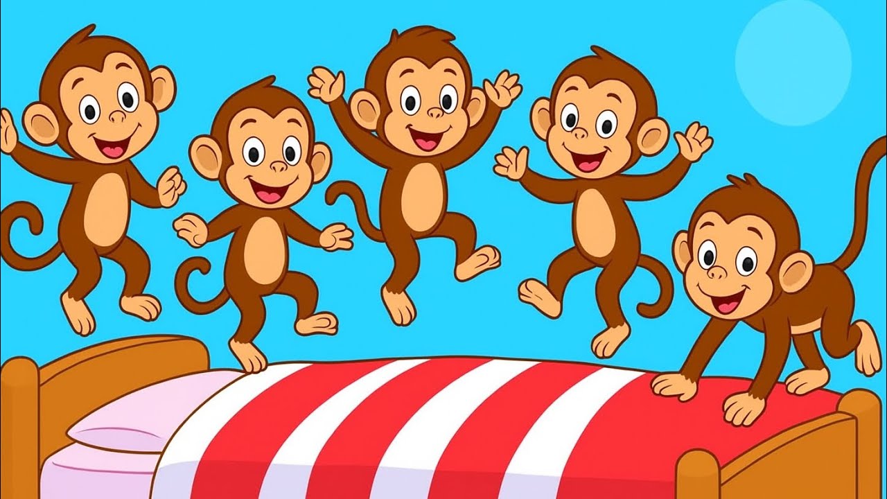 Five Little Monkeys Jumping on the Bed | Nursery Rhyme for Kids | Fun ...