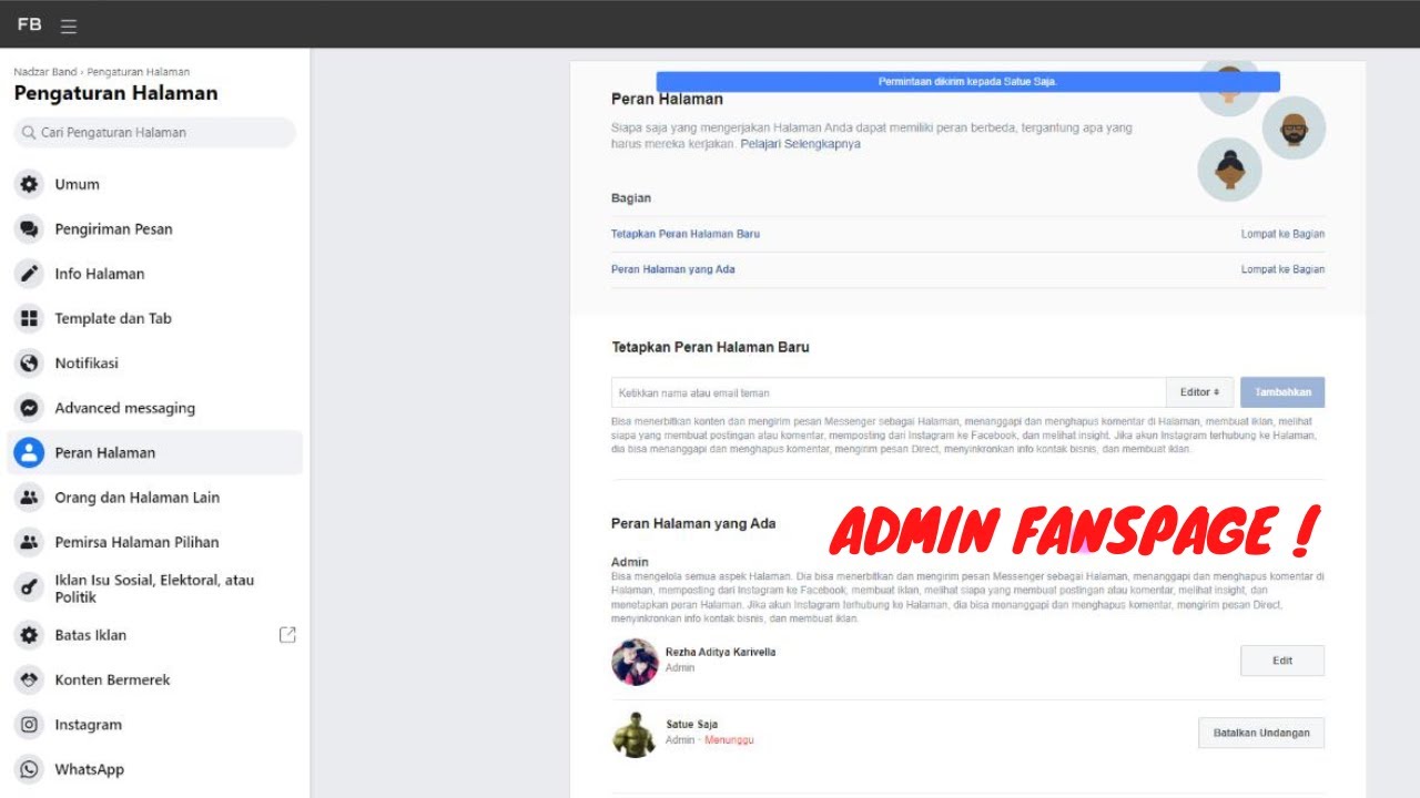 Cara Menambahkan Akses Admin Halaman Facebook | Peran Halaman - YouTube