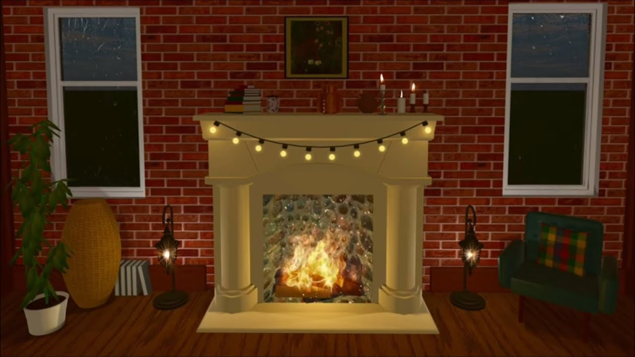 Curl up by the crackling fire | rain and fireplace living room ambience ...