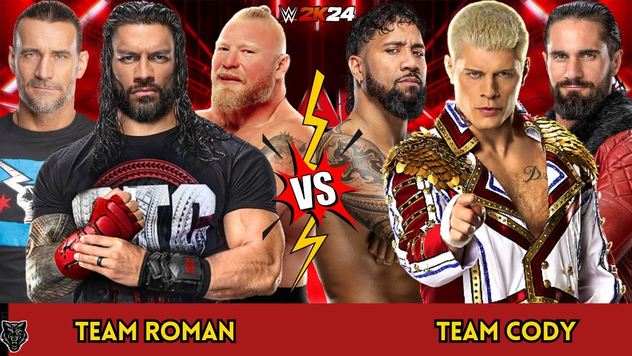 Team Roman Brock & CM Punk Vs. Team Cody Rhodes | WWE 2K24 | #wwe @WWE ...