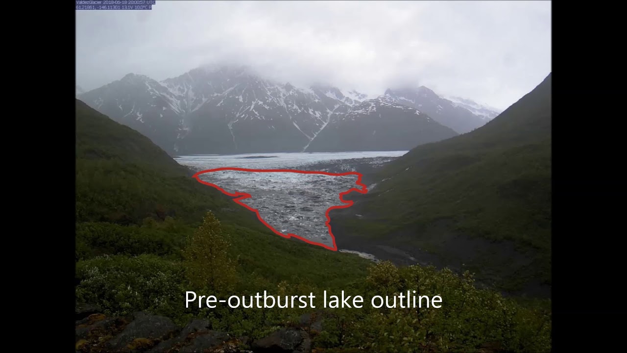 Valdez Glacier Ice-Dammed Lake 2018 Build-up and Outburst - YouTube