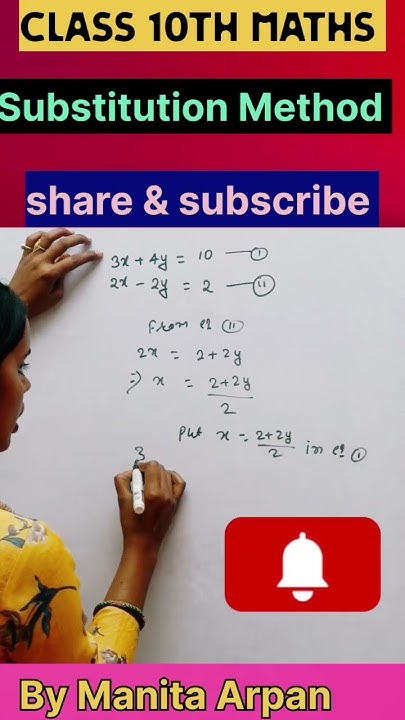 Class 10th Maths || substitution Method || Linear equations || CBSE || - YouTube