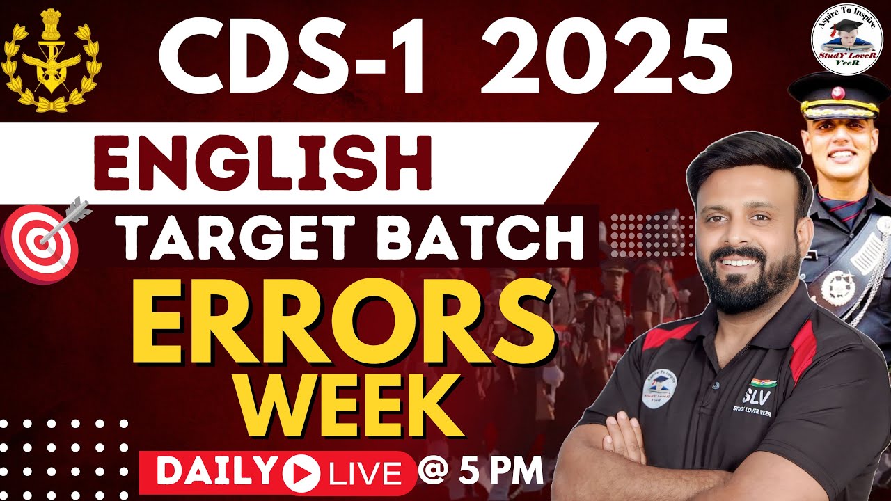 ERRORS | Target Batch CDS-1 (2025) | ENGLISH | Free SLV Batch || By Amy Sir - YouTube