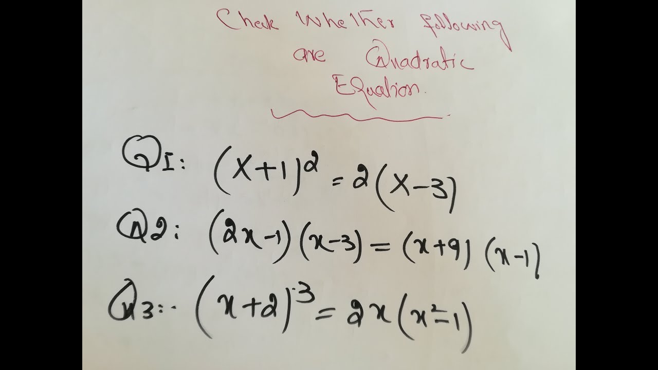 Checking for quadratic equation. - YouTube