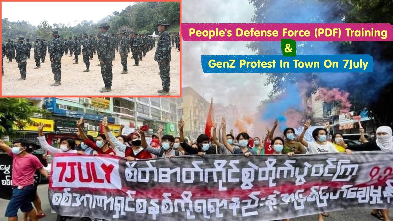 People's Defense Force (PDF) Training And GenZ Protest In Town - YouTube