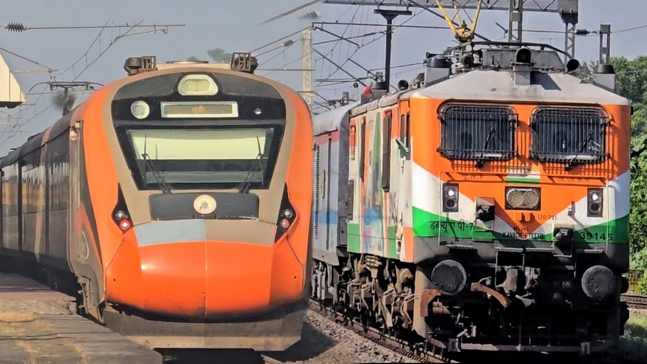 Dangerous 130kmph WAP7 Bhubneswar Rajdhani+Steel SF+CST Duronto+SMVT ...