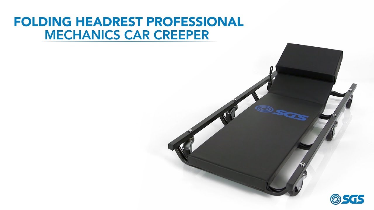 Folding Headrest Professional Mechanics Car Creeper - YouTube