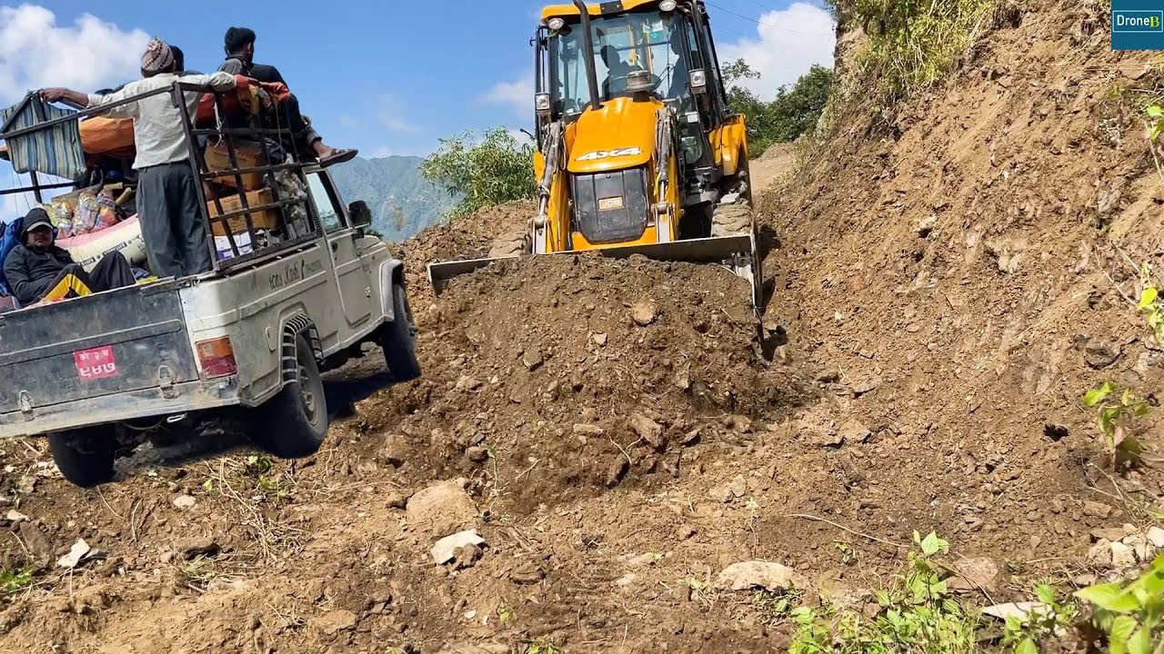 Badly Damage Mountain Road-Part 5-Fixing with JCB Backhoe - YouTube
