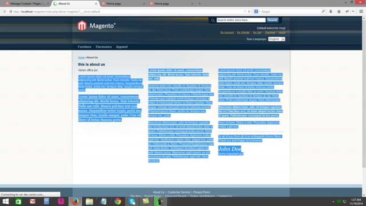 Magento Tutorial For Beginners In Hindiurdu Part 9 How To Edit Your Page Youtube