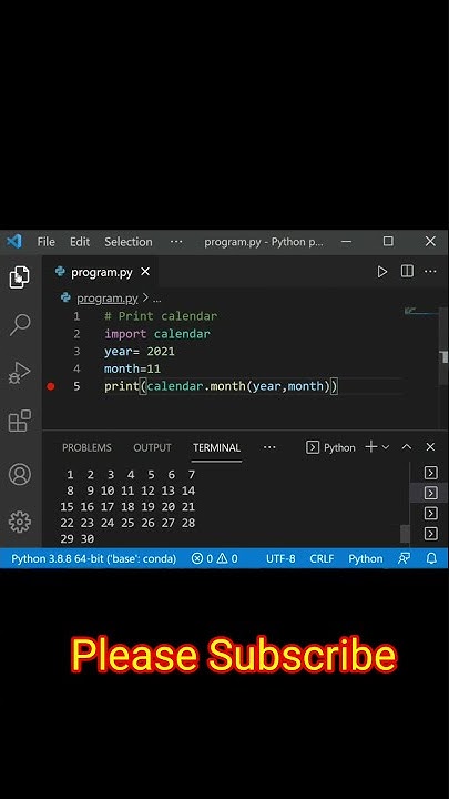 Program to print CALENDAR - YouTube