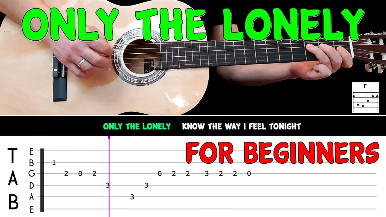 ONLY THE LONELY | Easy guitar melody lesson for beginners (with tabs ...