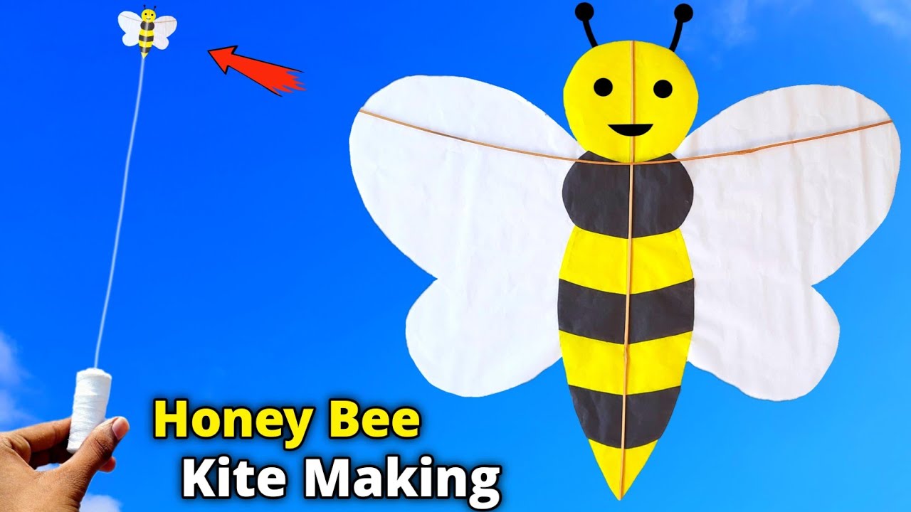 Honey Bee 🐝 kite , How to make paper kite , New type of kite , patang ...
